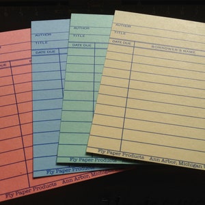 25 Assorted Rainbow Color or White Library Cards - Etsy