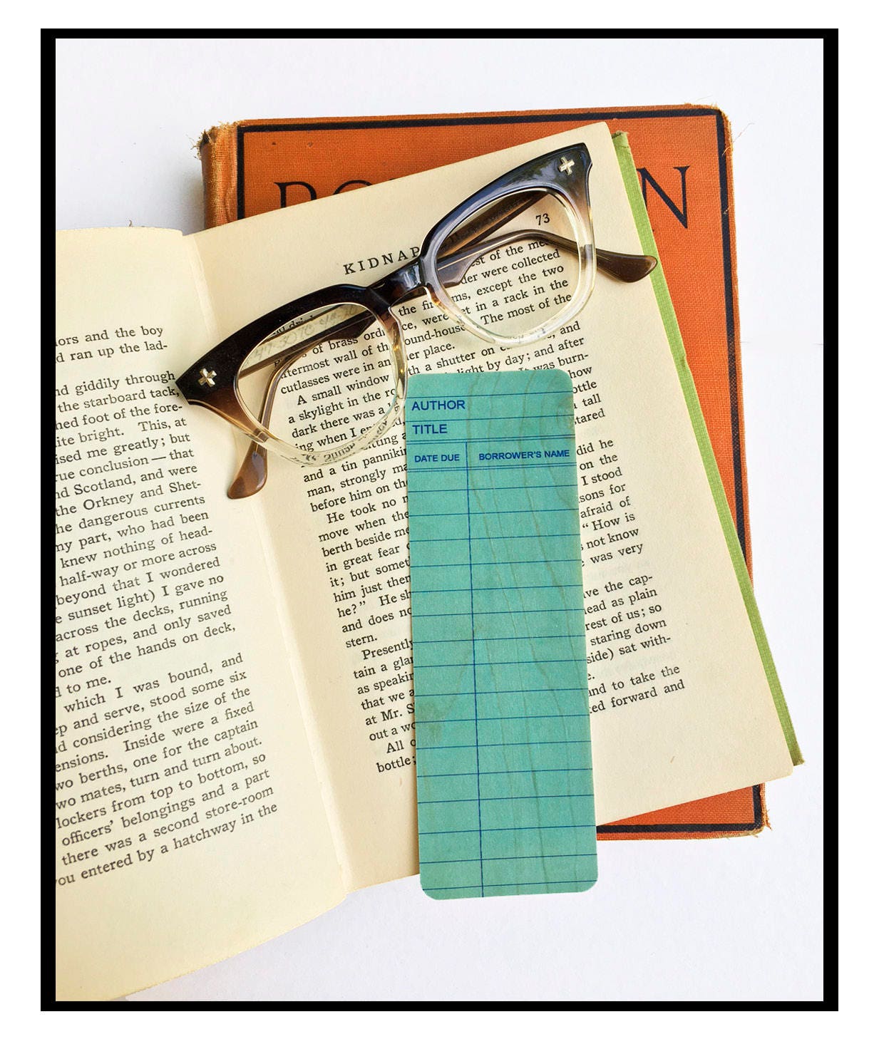 Blue Library Book Card design. Wooden Maple Bookmark | Etsy