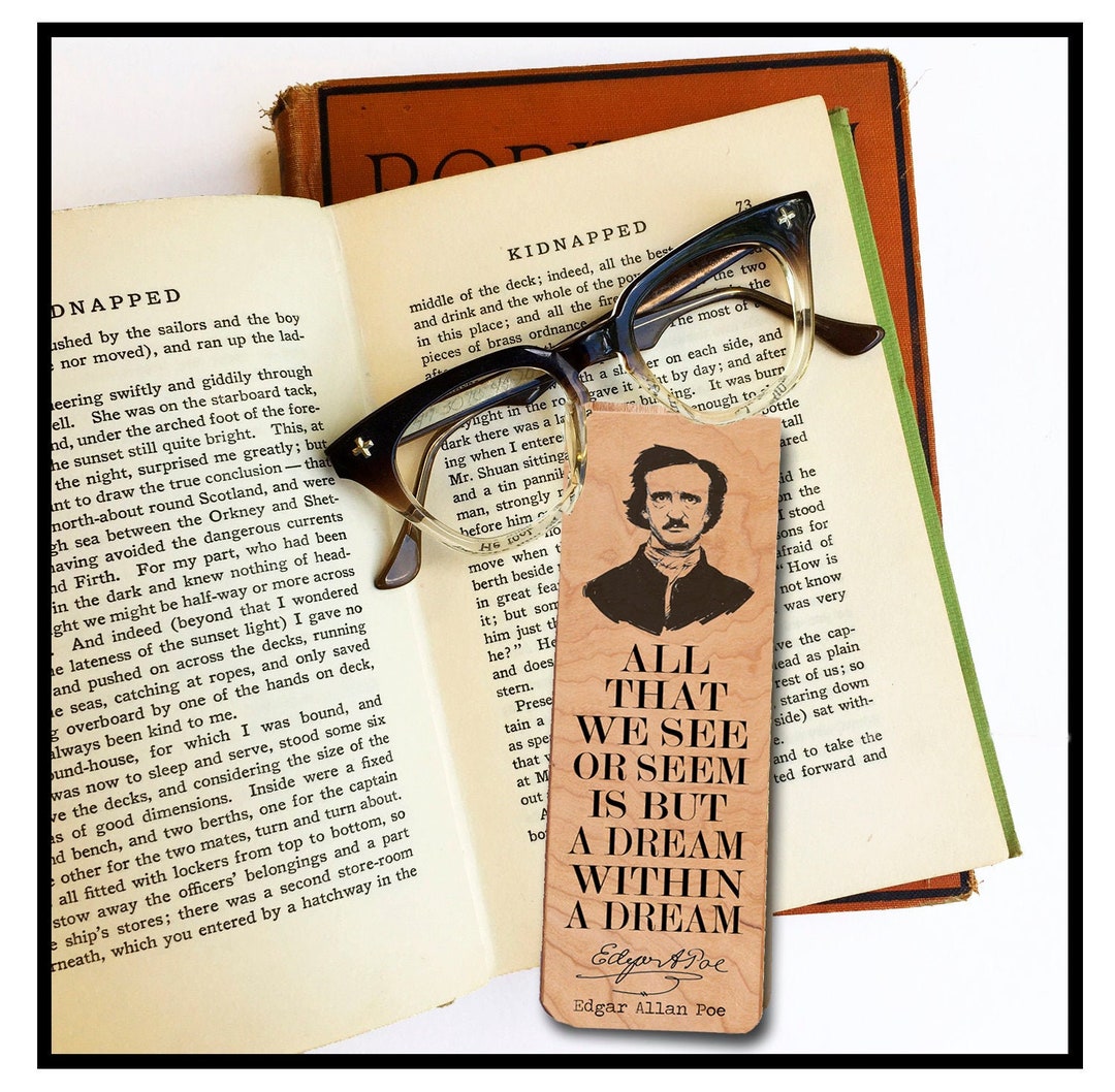 Edgar Allan Poe Bookmark: Cherry Wood Literary Gift - Etsy