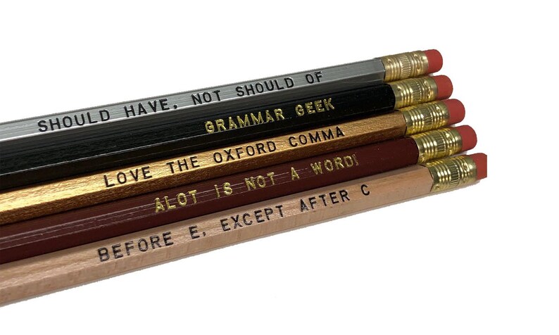 Grammar Pencils Set: Engraved Pencils, Gift for Writers - Etsy