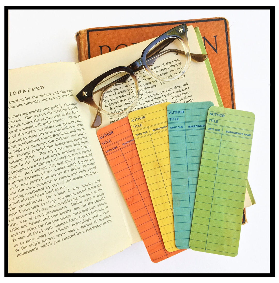 Set of 4 Library Card Wooden Bookmarks- Literary Gift- Library Lovers ...