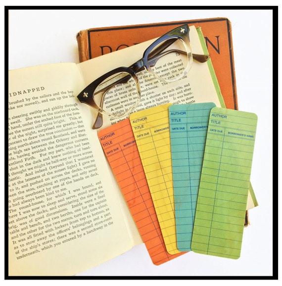 Set of 4 Library Card Wooden Bookmarks Literary Gift Library - Etsy