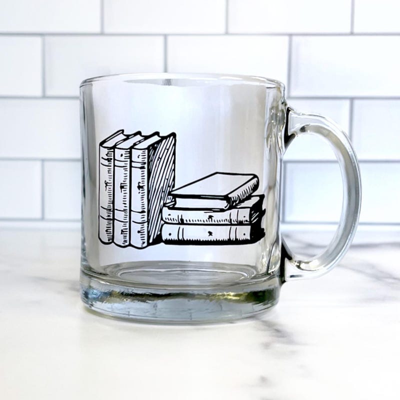 Glass Stacked Books Mug - Etsy