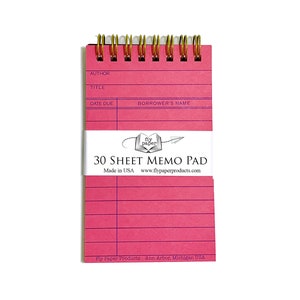 Pink Library Card 30 Sheet Memo Pad Gifts for Librairans Valentine ...
