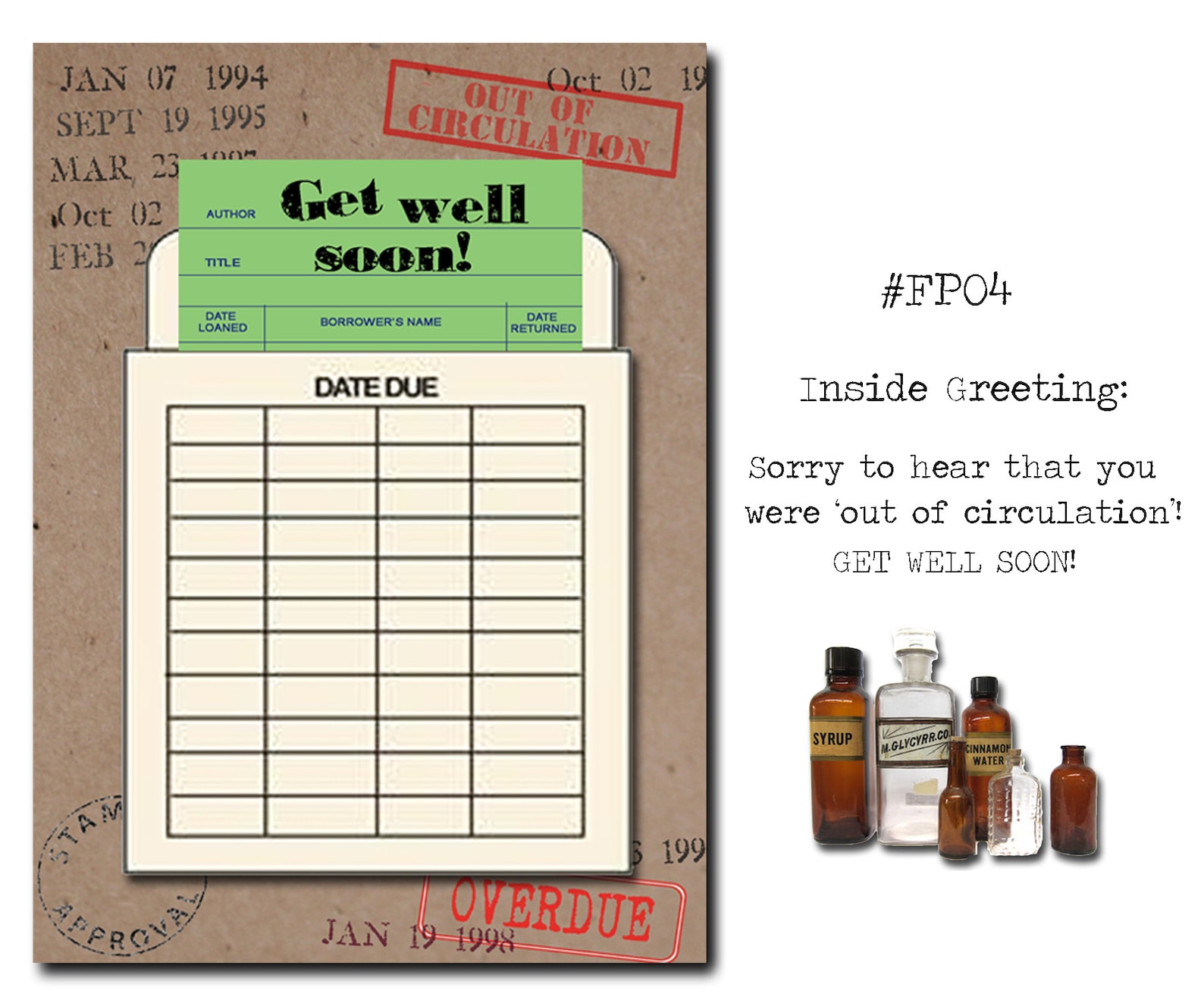 Get Well Soon Book Themed Card With a Vintage Book Card and - Etsy