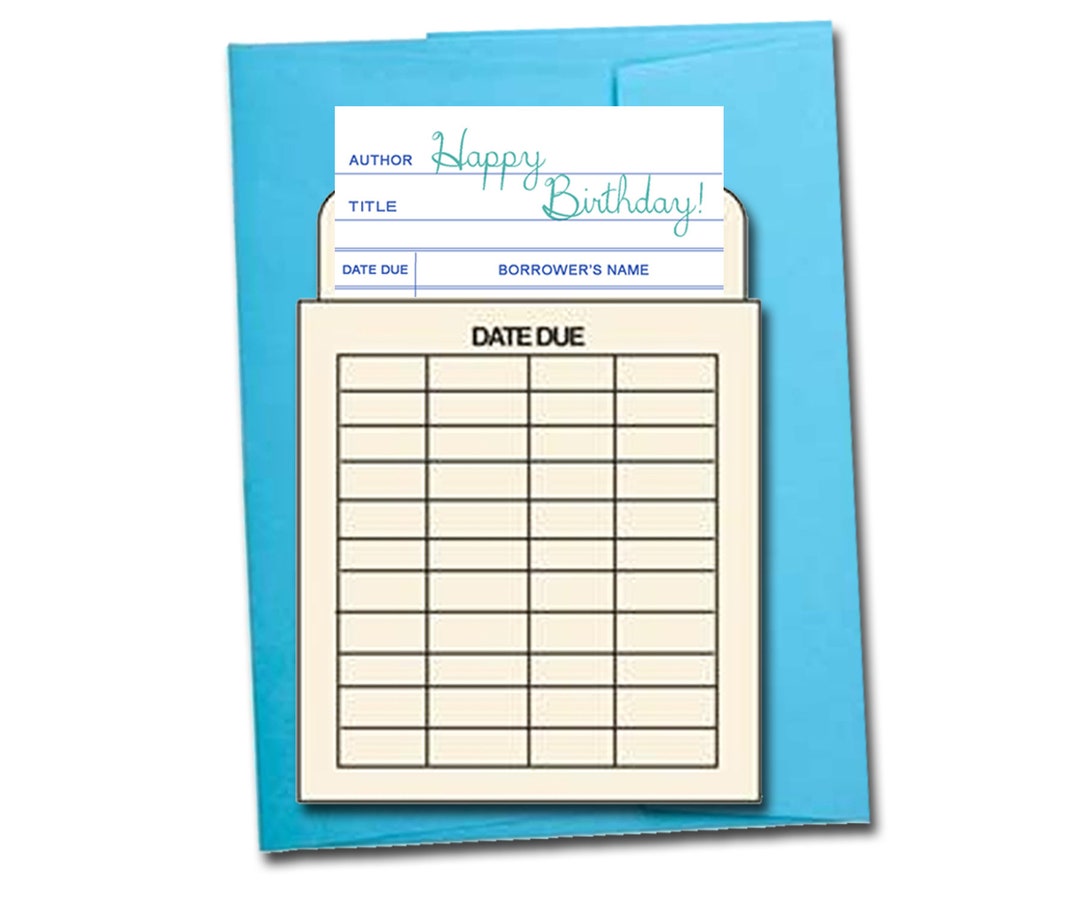 Happy Birthday! Book Themed Greeting Card With a Vintage Library Pocket ...