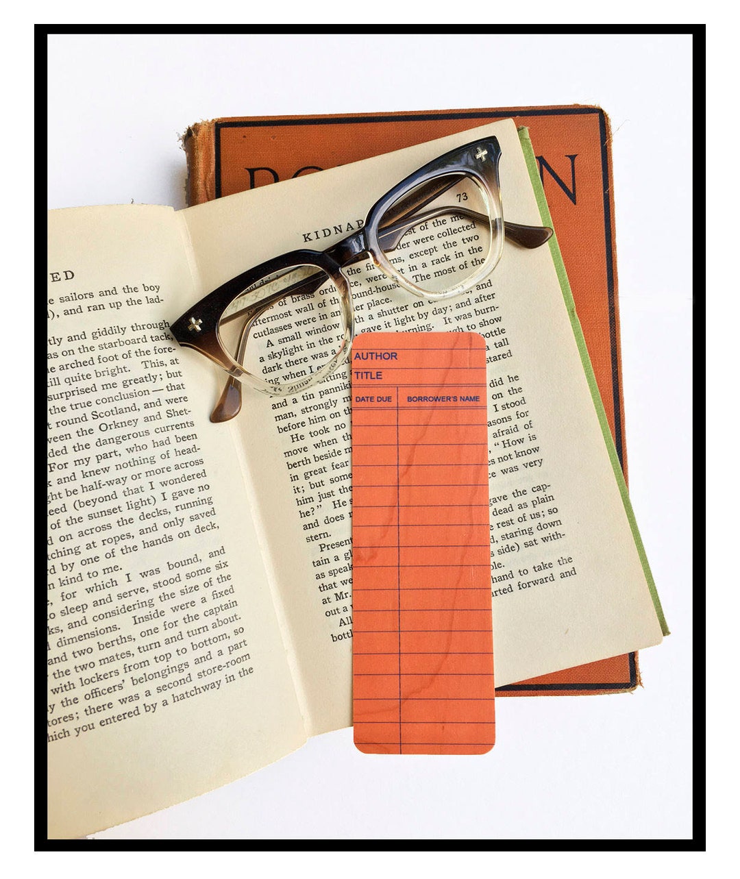 Library Book Card Design in Salmon - Wooden Maple Bookmark - Eco ...