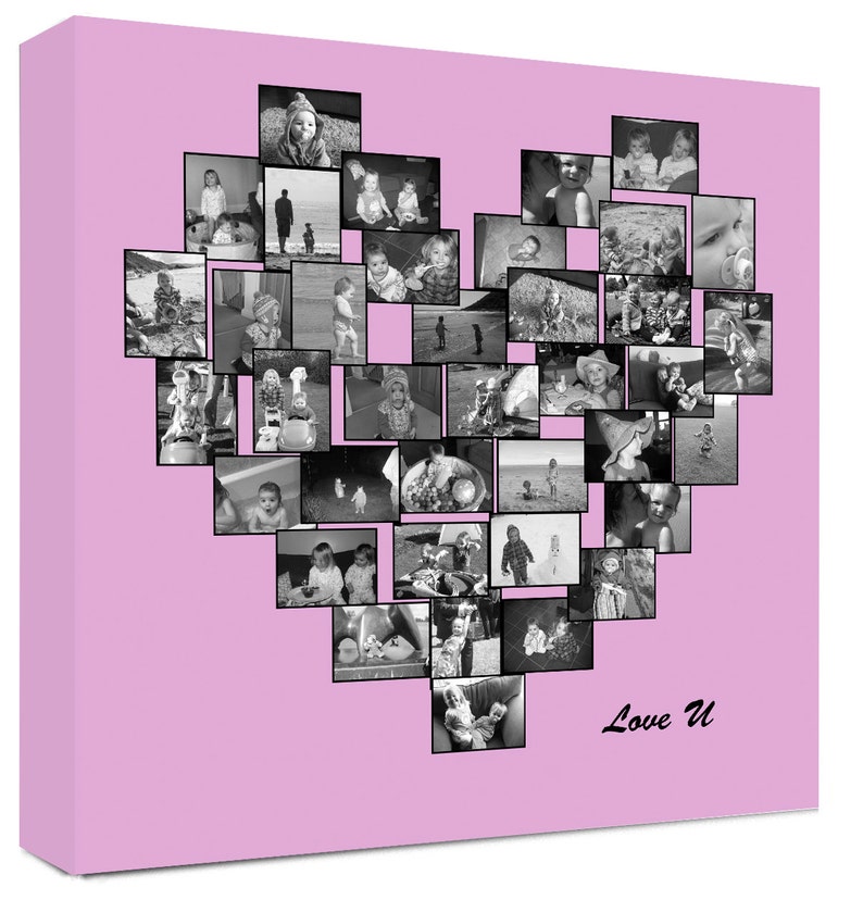 Heart Photo Collage on Canvas, Ready to Hang - Etsy UK