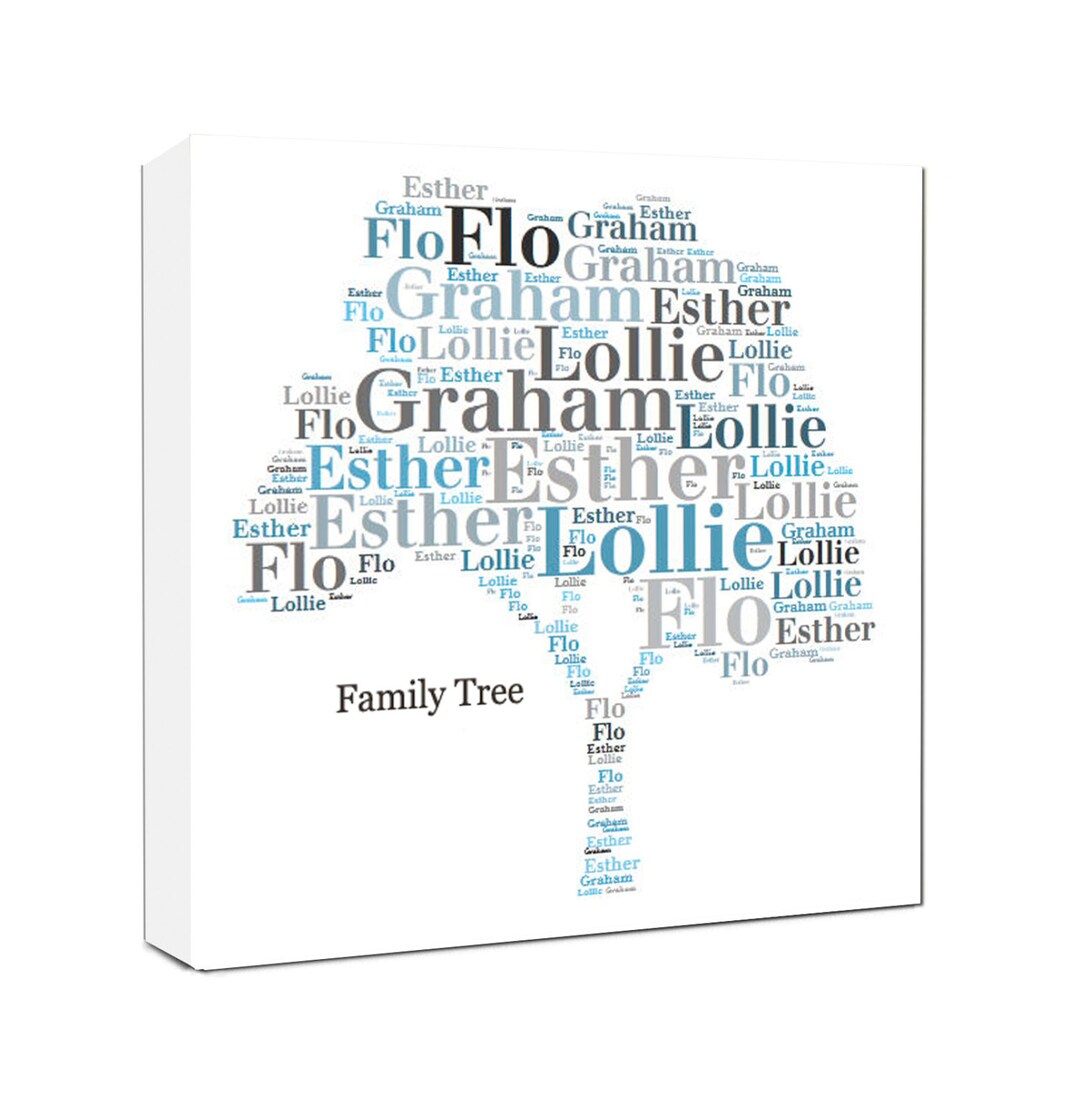 Personalised Family Tree Word Art: Custom Canvas Print - Etsy