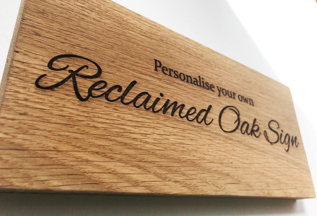 Engraved Reclaimed Oak Wood Sign: Personalised Indoor/outdoor Decor ...