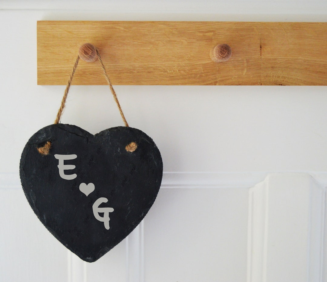 Valentines Gift Slate Heart, Personalised Hanging Slate Sign - Etsy UK