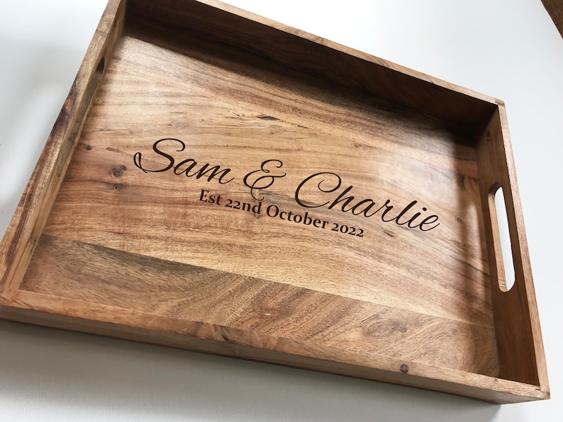 Personalised Wedding Large Wooden Tray Breakfast Tray - Etsy UK