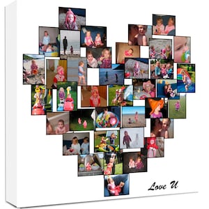 Heart Photo Collage on Canvas, Ready to Hang - Etsy UK