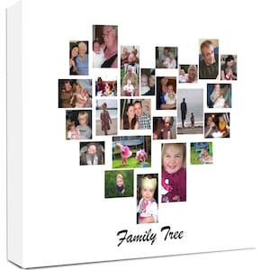 Heart Shaped Photo Collage on Canvas, Ready to Hang, High Quality Water ...
