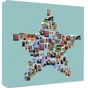 STAR Shape Photo Collage on Canvas, Personalise Collage Framed Ready to ...