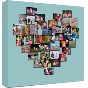 Heart Photo Collage on Canvas, Ready to Hang - Etsy UK