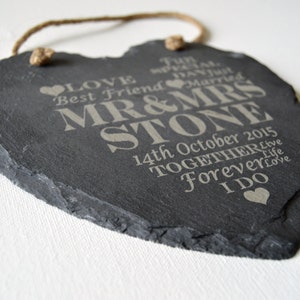 Personalised Engraved Slate Heart, Wedding Gift, House Gift ...