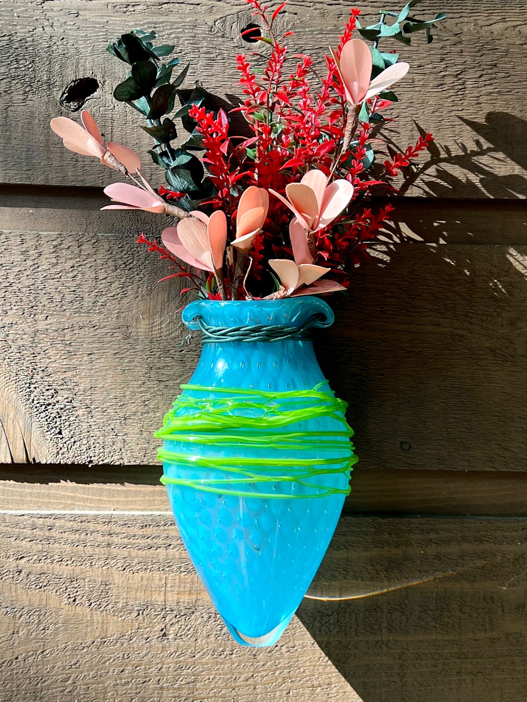 Handblown Glass Hanging "multi-vase" Choose Custom Colors to Match Any ...
