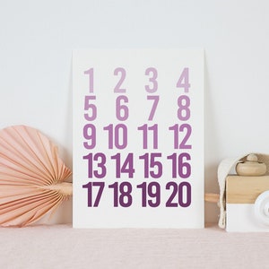 Printable Purple Shades Numbers 1-20 DIGITAL Print - Instant Download ...