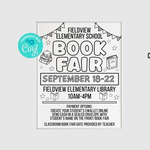 Editable School Book Fair Coloring Printable for PTA PTO School ...