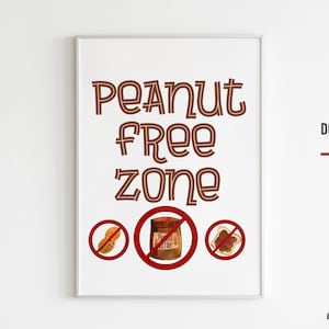 Peanut Free Zone Classroom Sign for Peanut Allergies - DIGITAL Instant ...