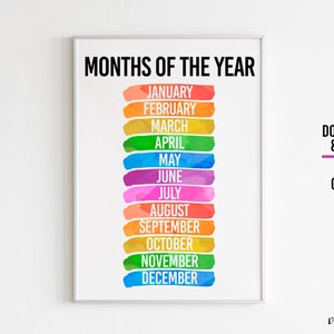 Months of the Year Pastel Printable for Kids at Home Learning - DIGITAL ...
