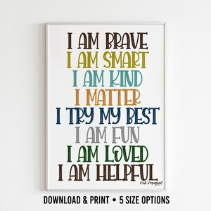 Kids Positive Affirmations Print – Playroom Homeschool Wall Art ...