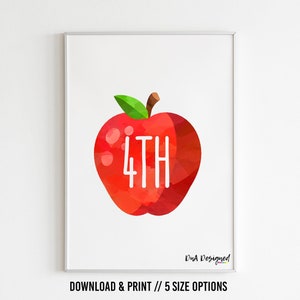 Printable Fourth Grade Sign for the Classroom - DIGITAL Print for 4th ...