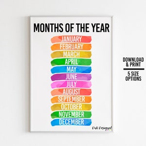 Months of the Year Pastel Printable for Kids at Home Learning - Etsy