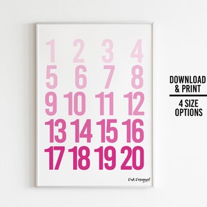 Printable Pink Shades Numbers 1-20 DIGITAL Print - Instant Download ...