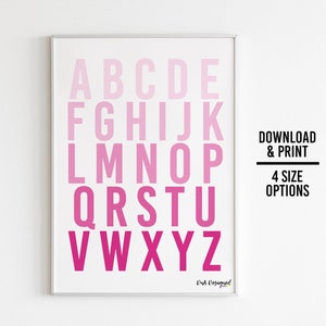 Printable Pink Shades ABC DIGITAL Print - Instant Download Nursery or ...