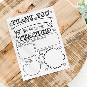 Thank You for Being My Teacher Activity Page for Teacher Appreciation ...