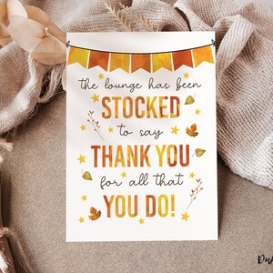 Teacher Appreciation the Lounge is Stocked for You Fall Themed Poster ...