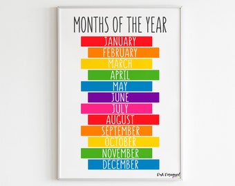 Months of the Year Pastel Printable for Kids at Home Learning | Etsy