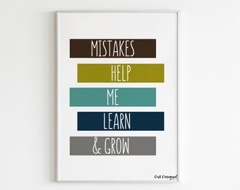 Mistakes Help Me Learn and Grow DIGITAL Print for Kids | Etsy
