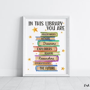 In This Library You Are... Positive Affirmations Printable Sign for ...