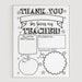 Thank You for Being My Teacher Activity Page for Teacher Appreciation ...