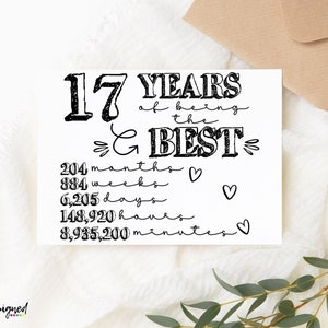 17 Years of Being the Best Printable Birthday Card - Happy Birthday ...