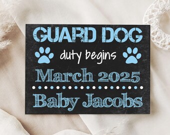PRINTABLE Announcing Baby Guard Dog Duty Chalkboard Pregnancy ...