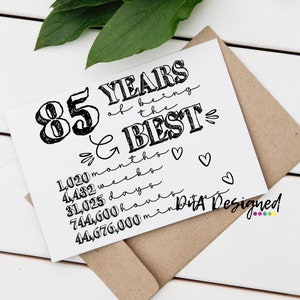 85 Years of Being the Best Gift DIGITAL Print - Instant Download Card ...