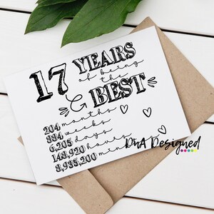 17 Years of Being the Best Printable Birthday Card - Happy Birthday ...