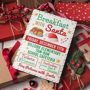 Custom School Breakfast With Santa Printable for PTA PTO School ...