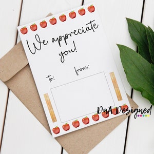Printable Gift Card Holder for Teacher Appreciation DIGITAL - Etsy