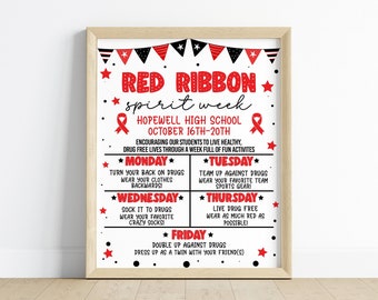 Red Ribbon Week Schedule Activity Flyer Printable for School PTA | PTO ...