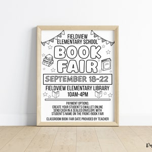 Editable Book Fair Coloring Page Flyer – PTA/PTO Fundraiser (corjl) - Etsy