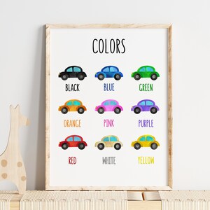Color Chart Car Printable for Kids at Home Learning - DIGITAL Instant ...