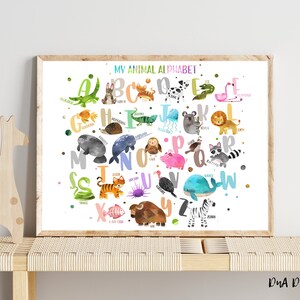 Animal Abc's DIGITAL Watercolor Print for Kids Playroom - Learn My Abc ...