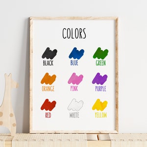 Color Chart Printable for Kids at Home Learning - DIGITAL Instant ...