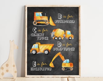 Construction Truck Poster for Children 11x17 - Colorful Depiction of ...