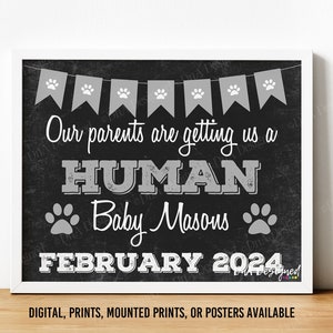 Our Parents Are Getting Us a Human Announcement Chalkboard - Etsy